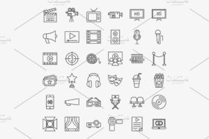 Cinema Line Icons – MasterBundles