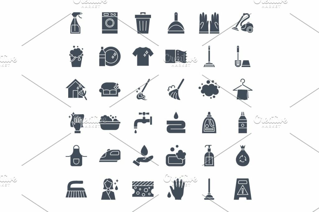 Cleaning Line Art Icons – MasterBundles
