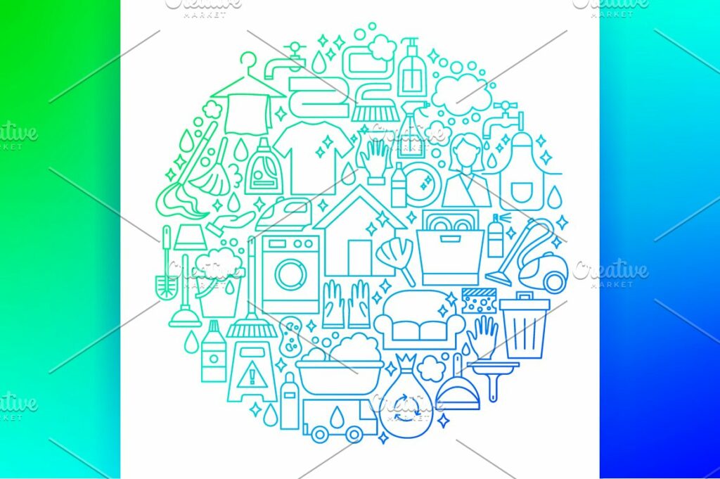 Cleaning Line Art Icons – MasterBundles