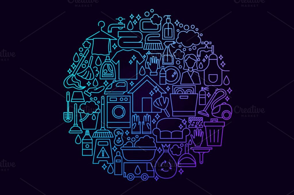 Cleaning Line Art Icons – MasterBundles