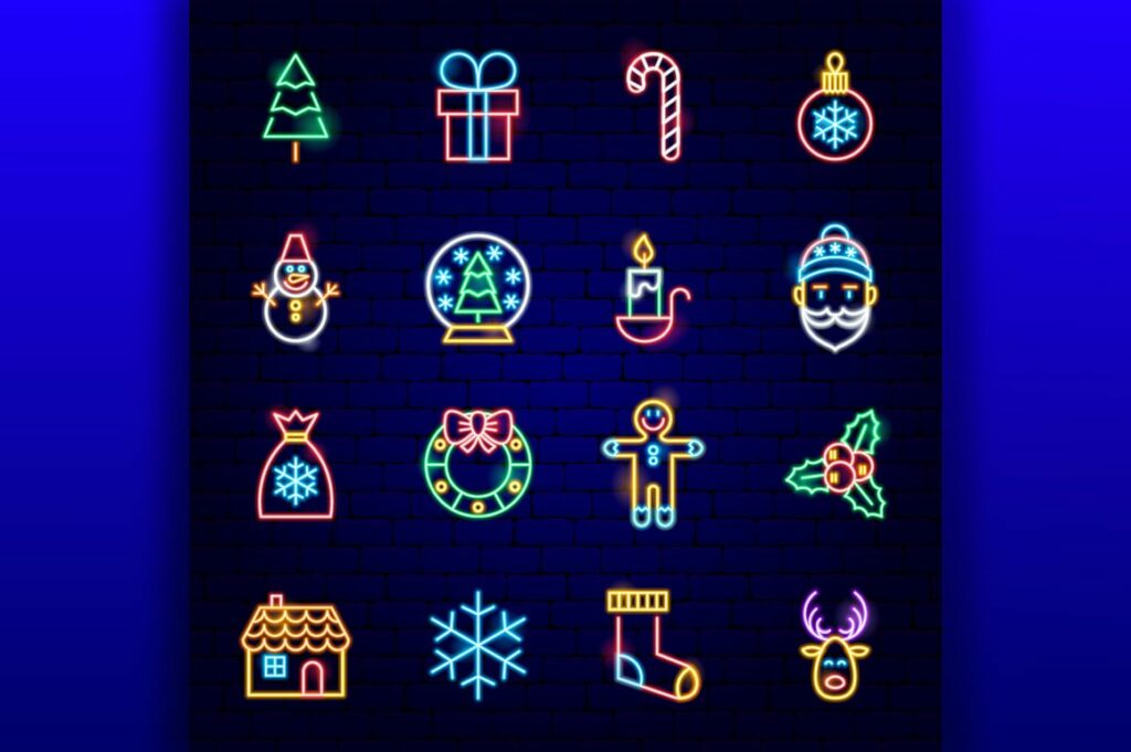 Christmas Neon Icons – MasterBundles