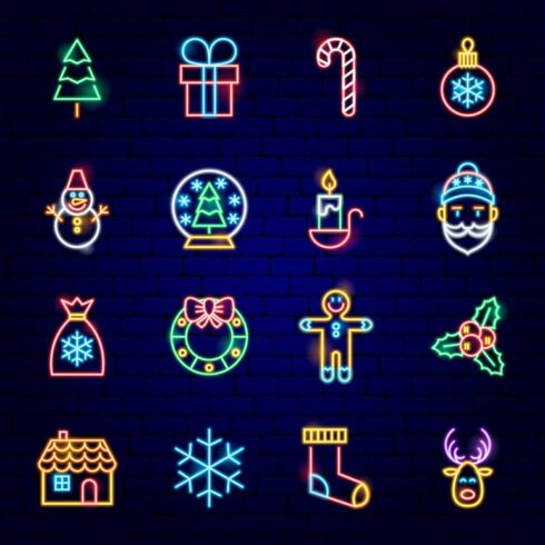 Christmas Neon Icons | Master Bundles