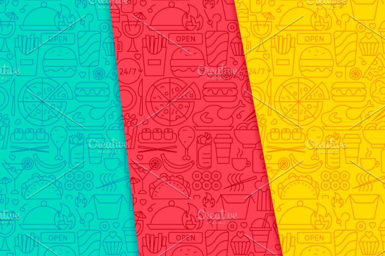 Fast Food Line Tile Patterns – MasterBundles