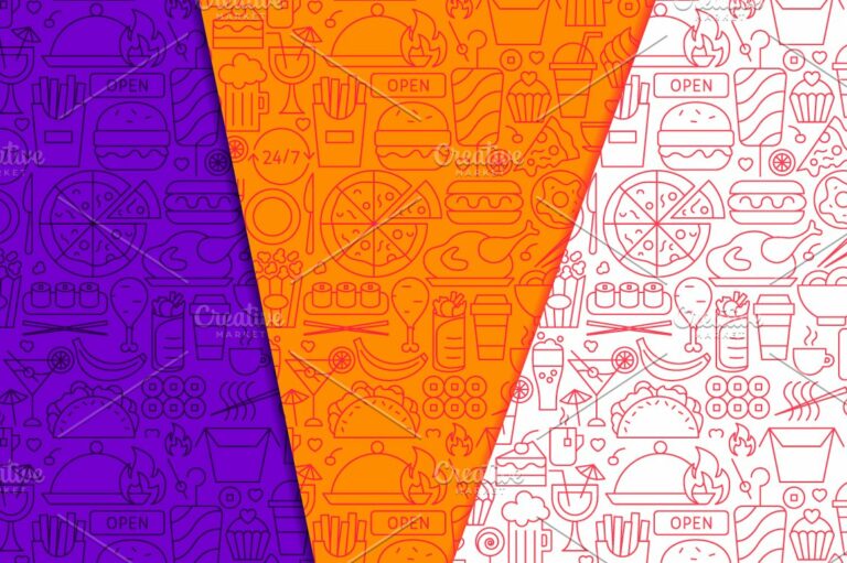 Fast Food Line Tile Patterns – MasterBundles