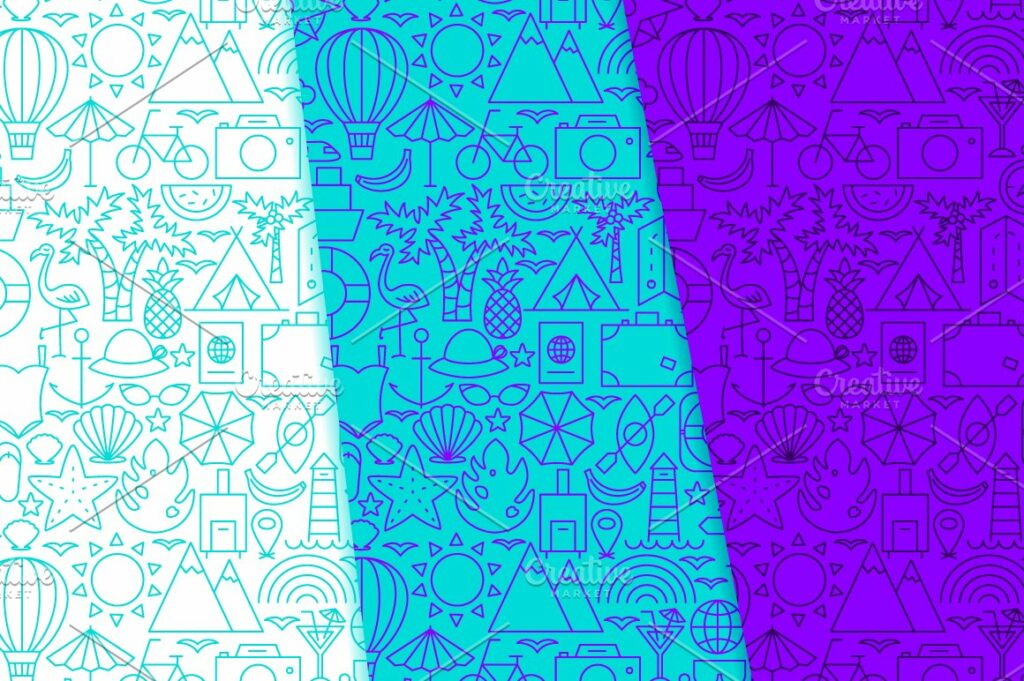 Summer Travel Line Tile Patterns – MasterBundles