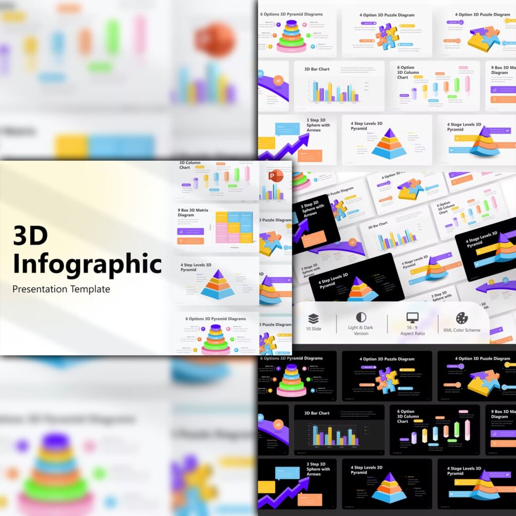 3D Infographic PowerPoint Template 16:9 – MasterBundles