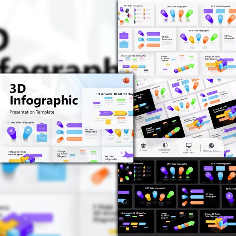 3D Infographic PowerPoint Template 10 Slides – MasterBundles