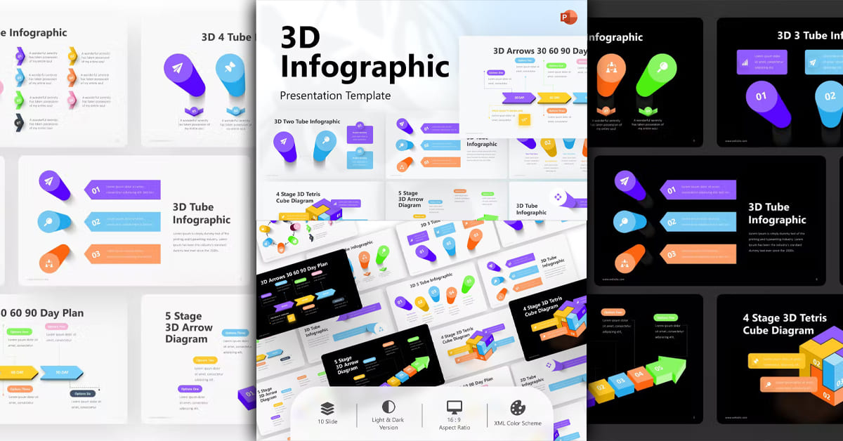 3D Infographic PowerPoint Template 10 Slides – MasterBundles