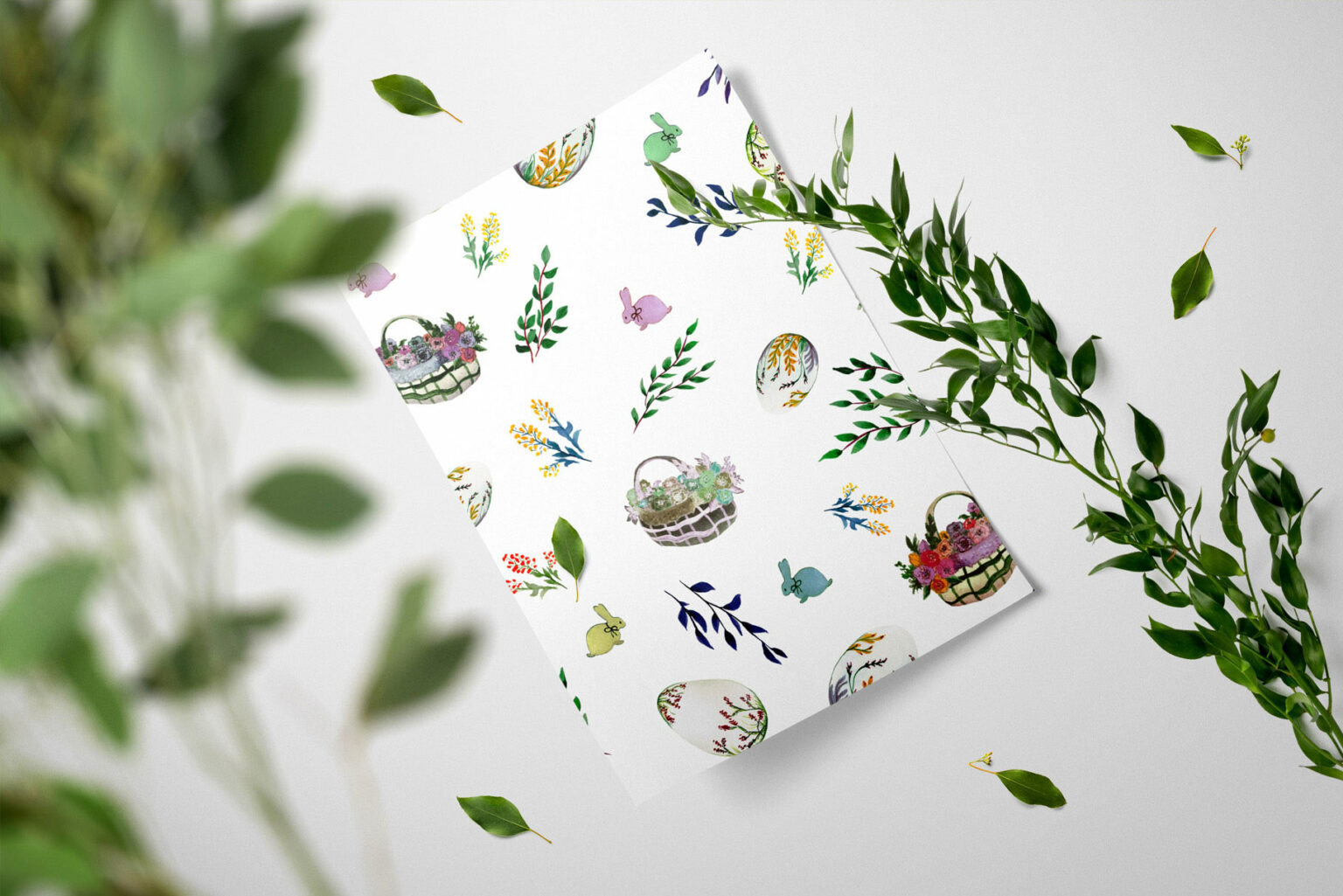 Watercolor Illustrations and Seamless Patterns with Spring Easter Mood ...