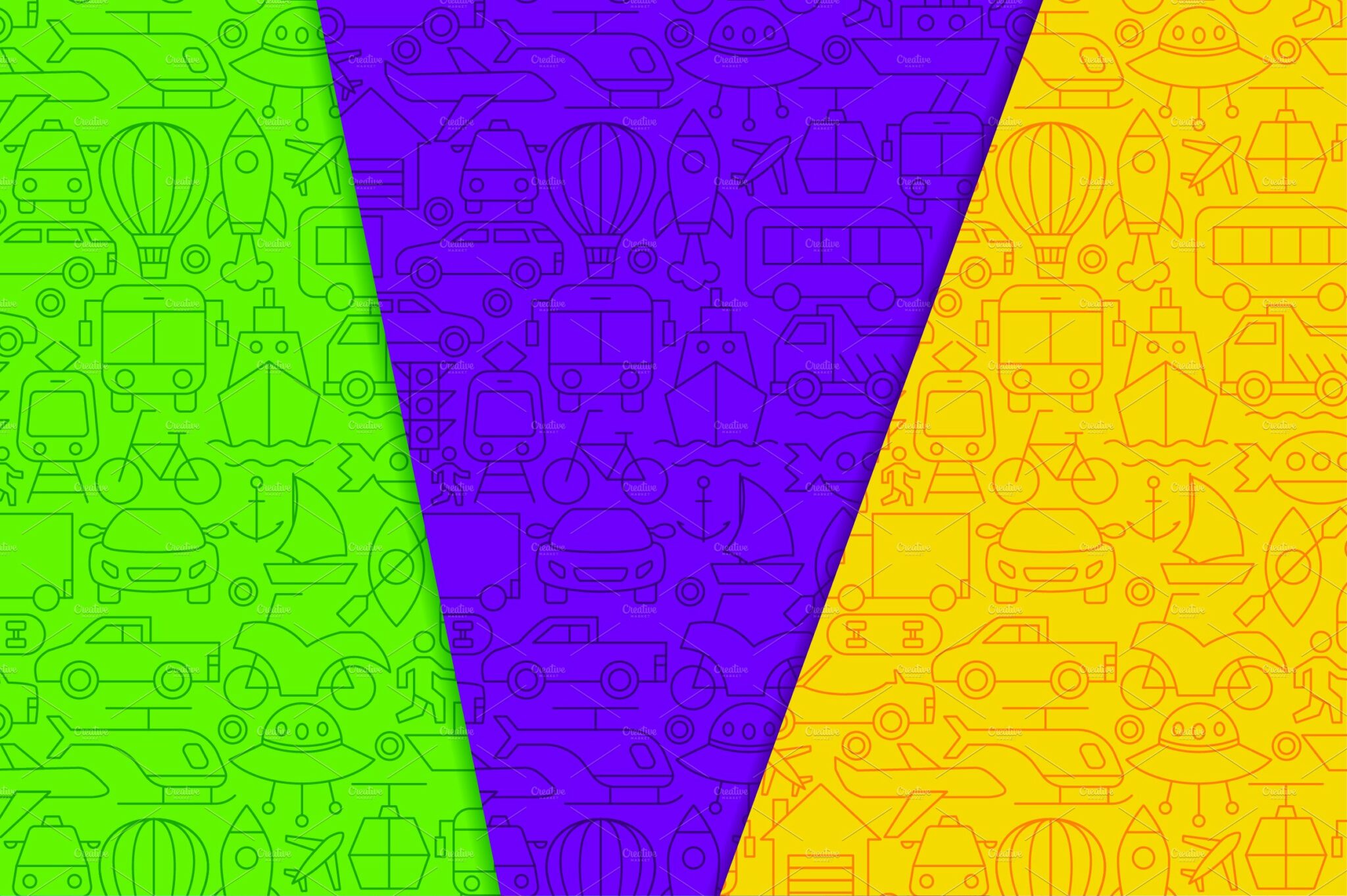 Transport Line Art Patterns – MasterBundles