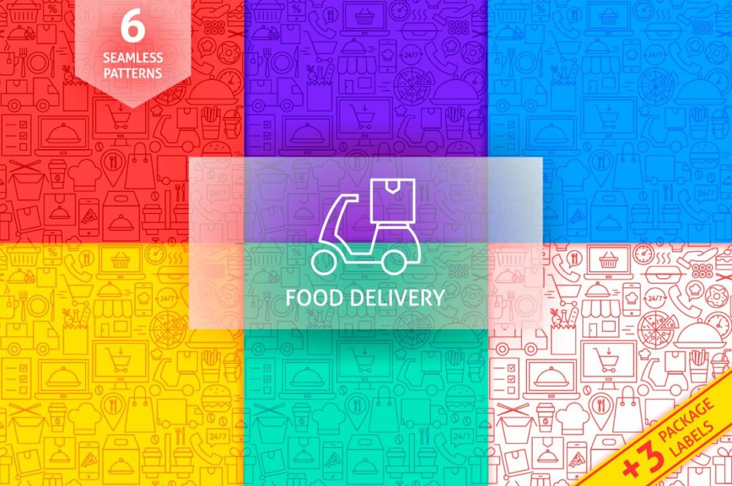 Food Delivery Line Tile Patterns – MasterBundles