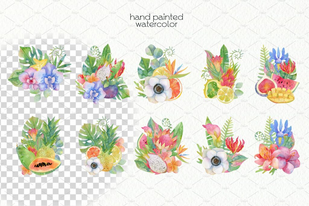 Watercolor Tropical Clipart – MasterBundles