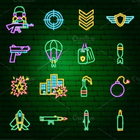 War Neon Icons | Master Bundles
