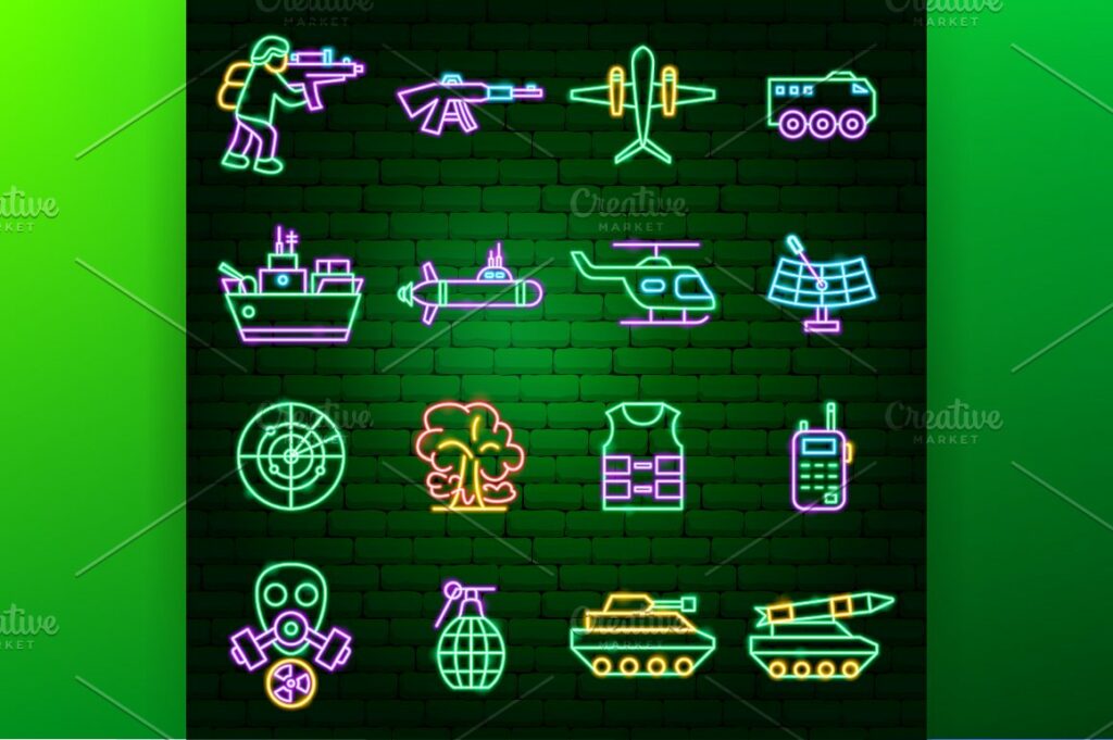 War Neon Icons – MasterBundles