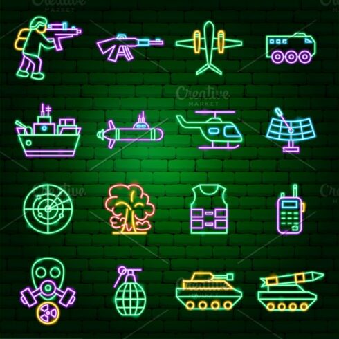 War Neon Icons | Master Bundles