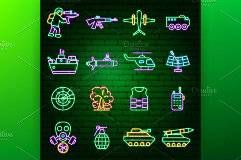 War Neon Icons – MasterBundles