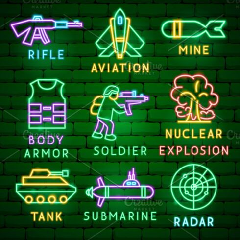 War Neon Icons | Master Bundles
