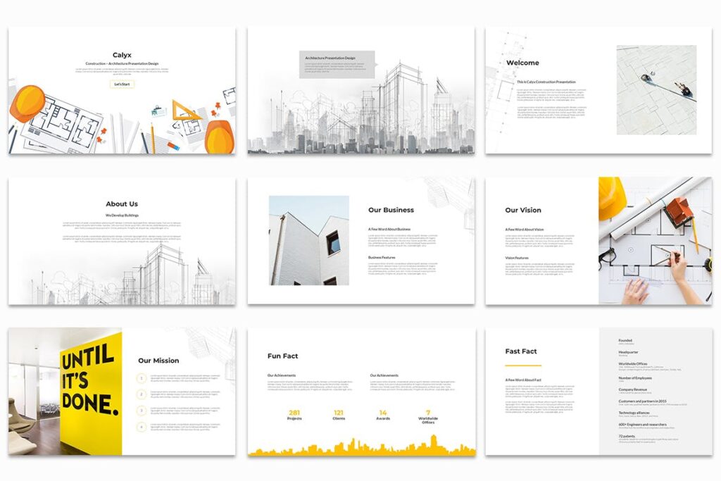 Calyx: Construction Powerpoint Template – MasterBundles