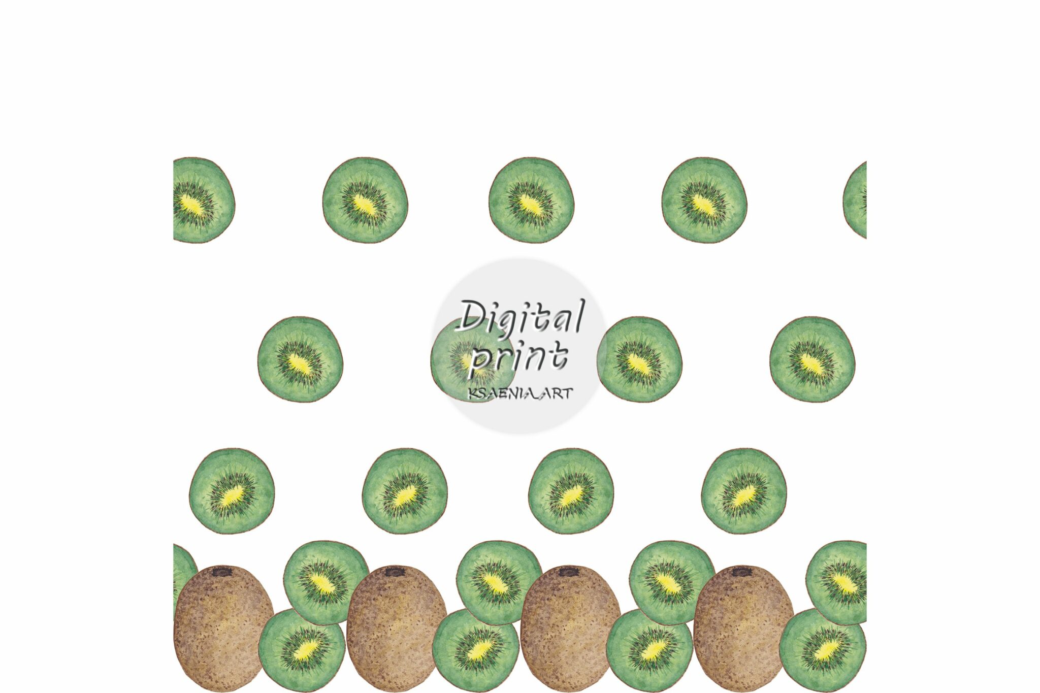 Watercolor Seamless Pattern. Whole Kiwi, Slice. | Master Bundles