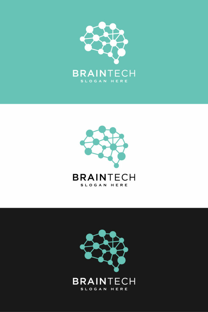 brain technology logo design line style - MasterBundles
