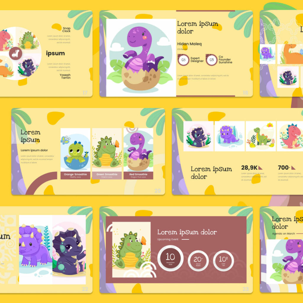Cute Dino Keynote Template – MasterBundles