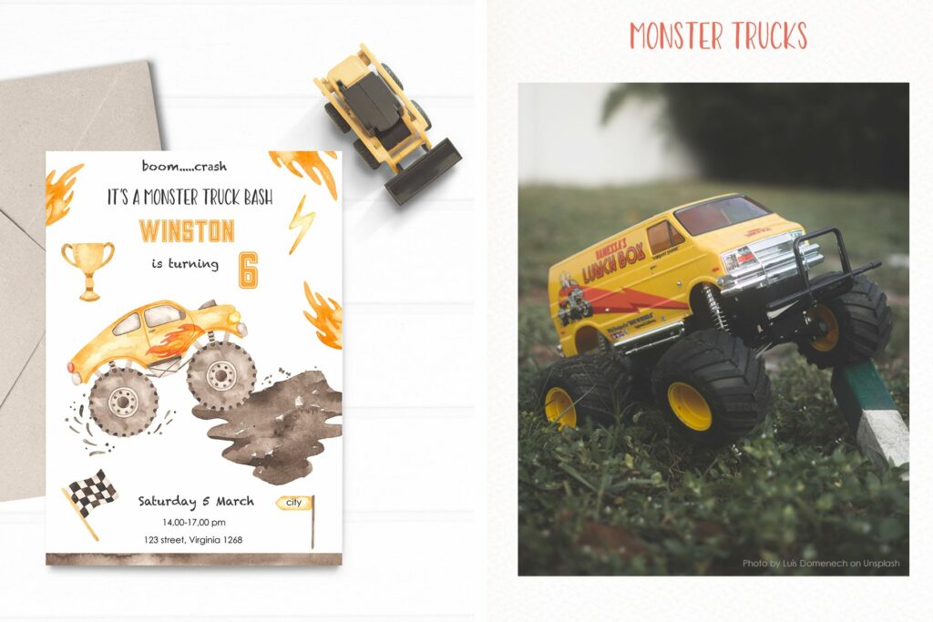 Monster Trucks Watercolor – MasterBundles