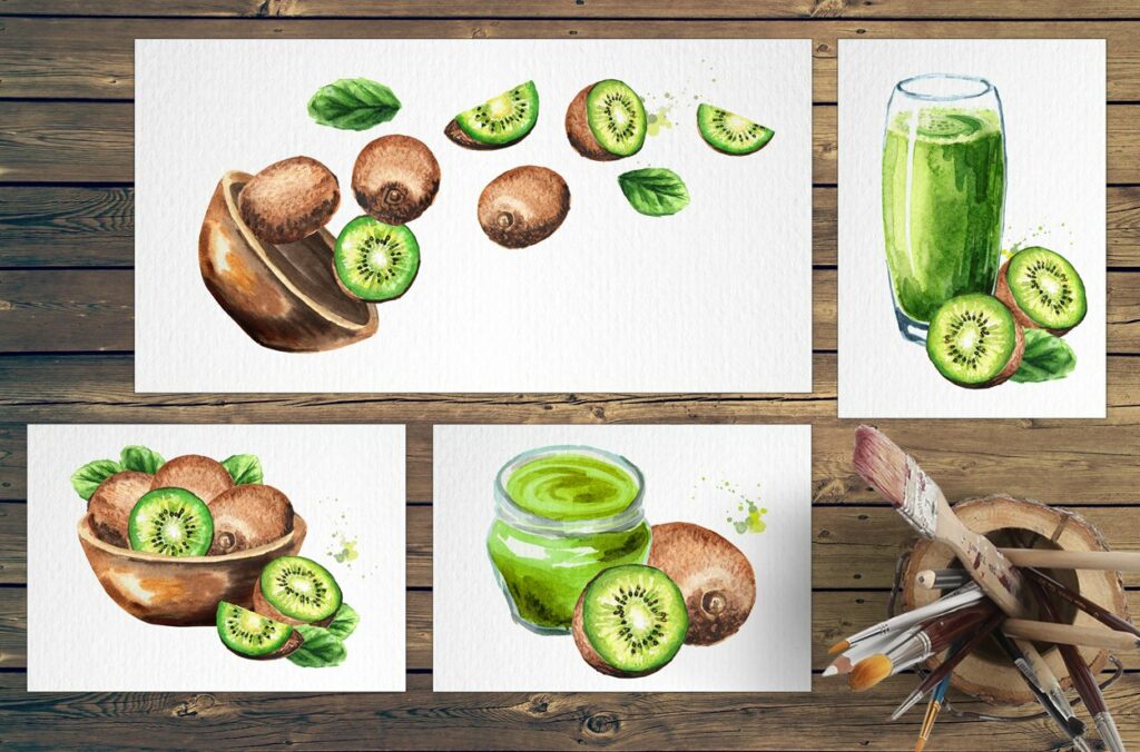 Kiwi. Watercolor Collection – MasterBundles