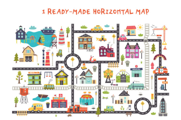 Kids Map Creator. City Map – MasterBundles