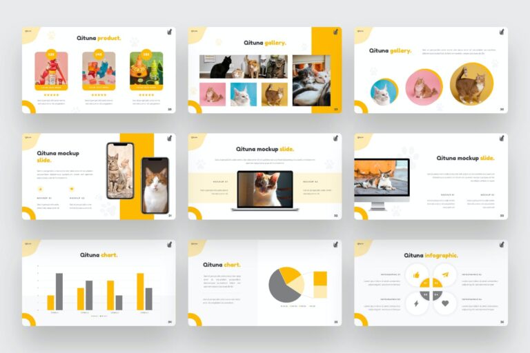 Qituna - Cat Animal PowerPoint Template – MasterBundles
