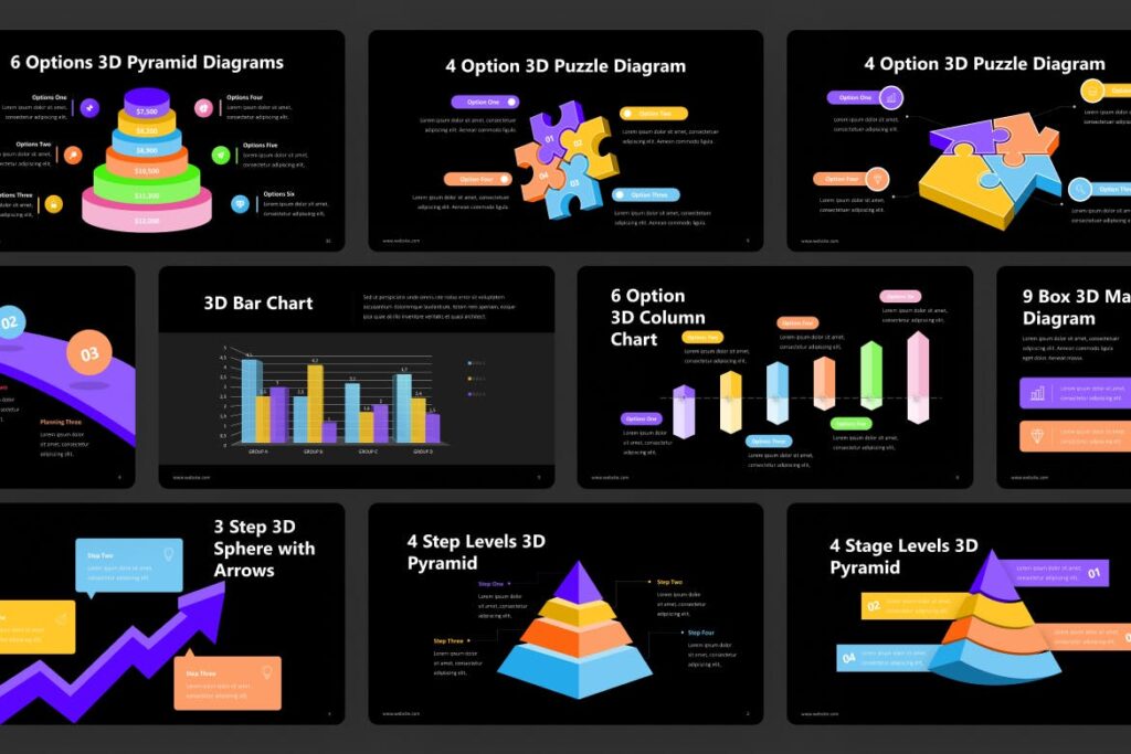 3D Infographic PowerPoint Template 16:9 – MasterBundles