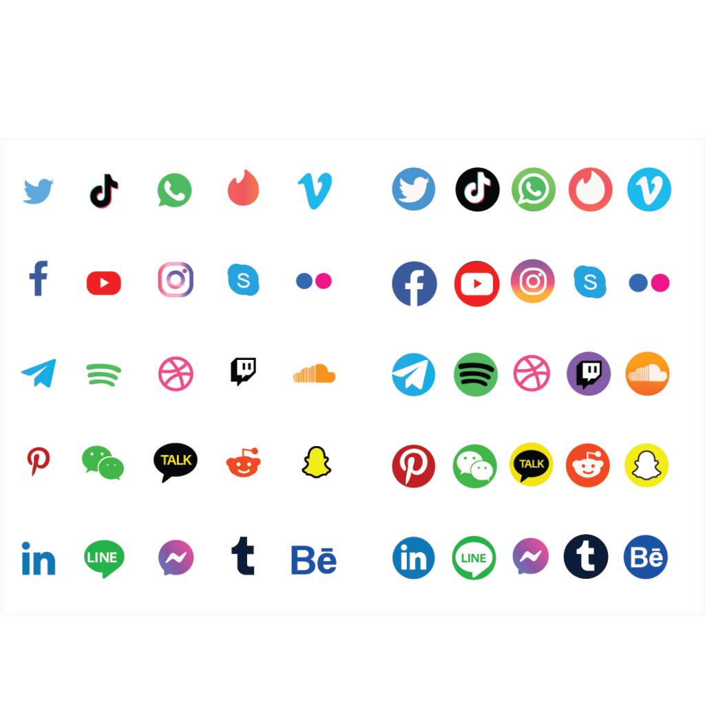 Set of 25 Social media icons | Social media icons pack - MasterBundles