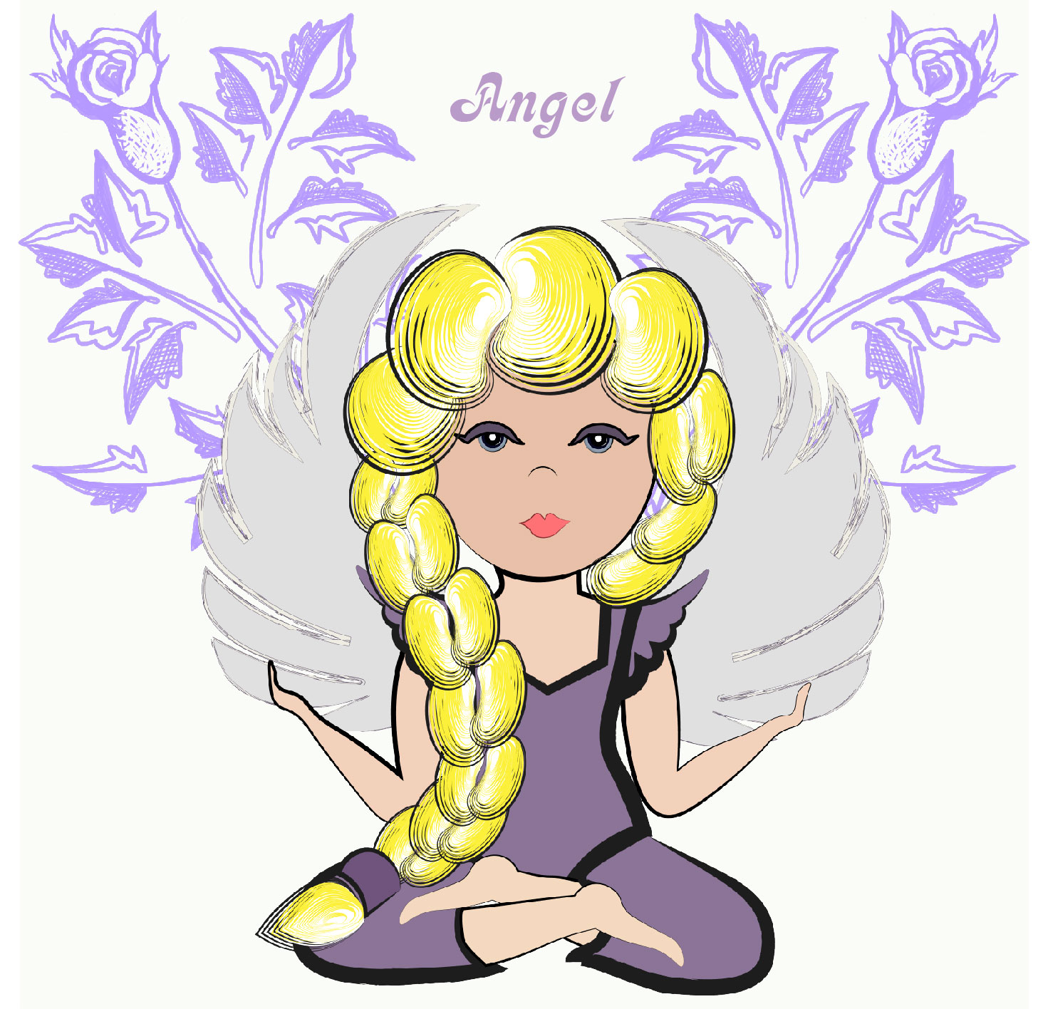 cute little angel character for a children's fairy tale with two ...