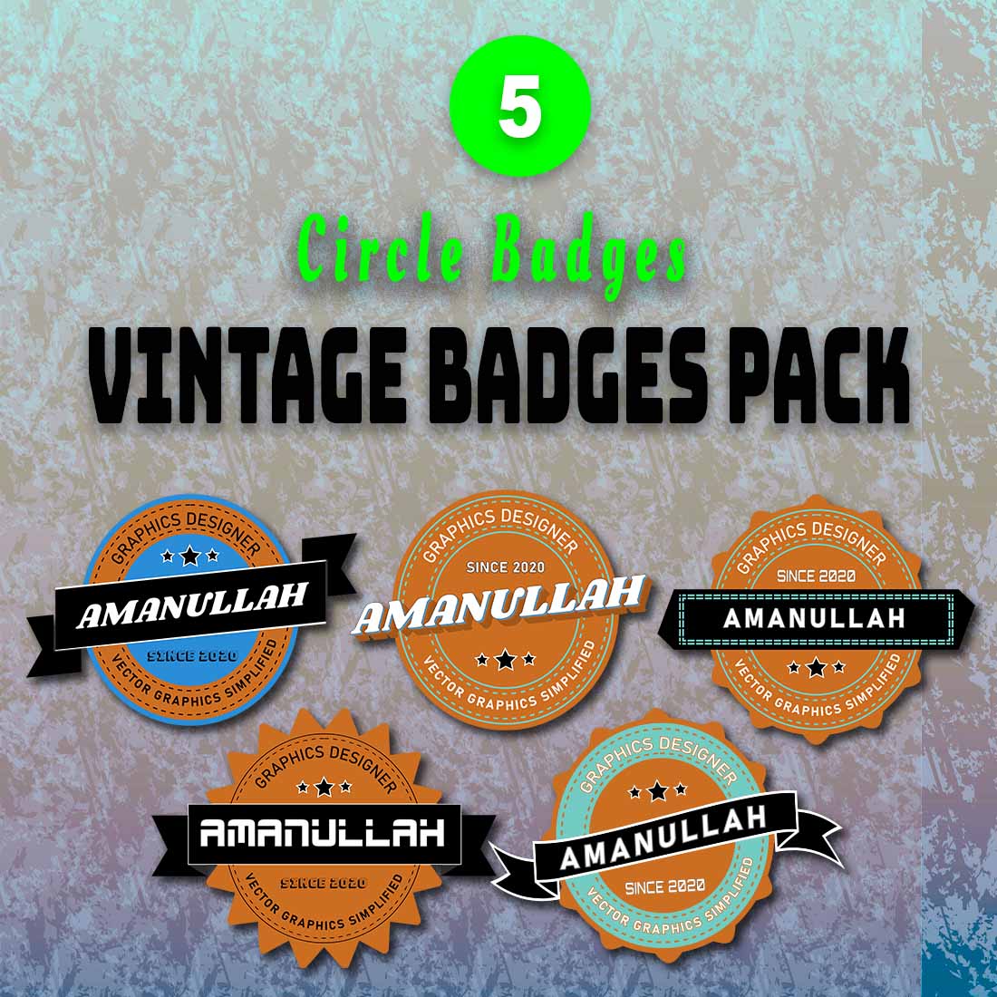 5 Vintage badges Pack - MasterBundles