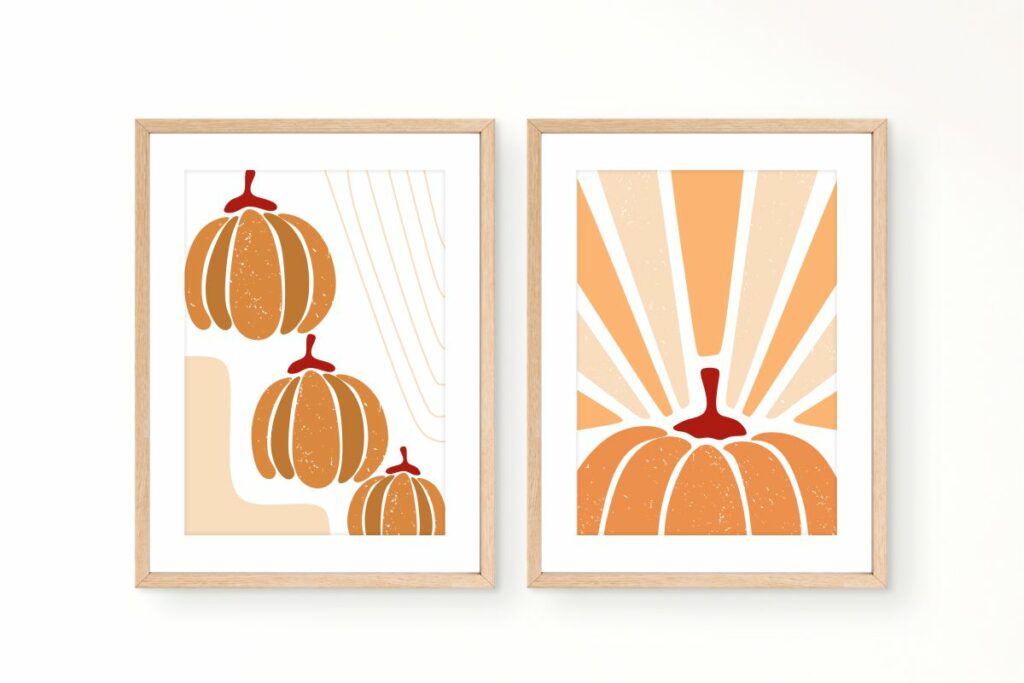 Fall Boho Wall Art, Pumpkin Abstract Art for Wall Decor - MasterBundles