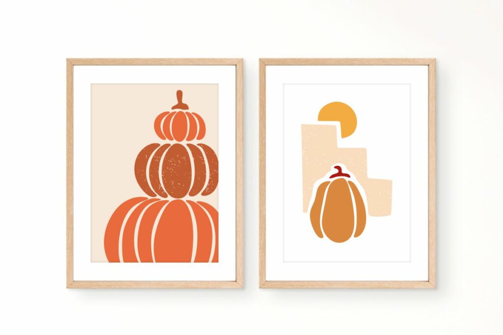 Fall Boho Wall Art, Pumpkin Abstract Art for Wall Decor - MasterBundles