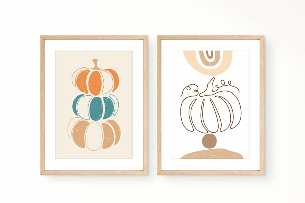 Fall Boho Wall Art, Pumpkin Abstract Art for Wall Decor - MasterBundles