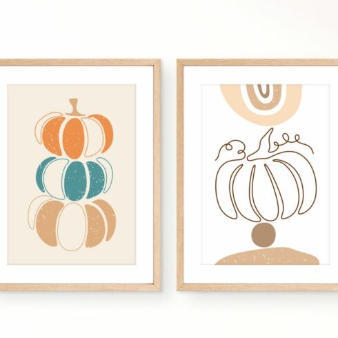 Fall Boho Wall Art, Pumpkin Abstract Art for Wall Decor - MasterBundles