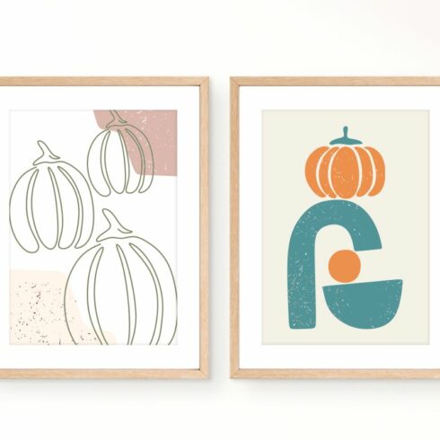 Fall Boho Wall Art, Pumpkin Abstract Art for Wall Decor | MasterBundles