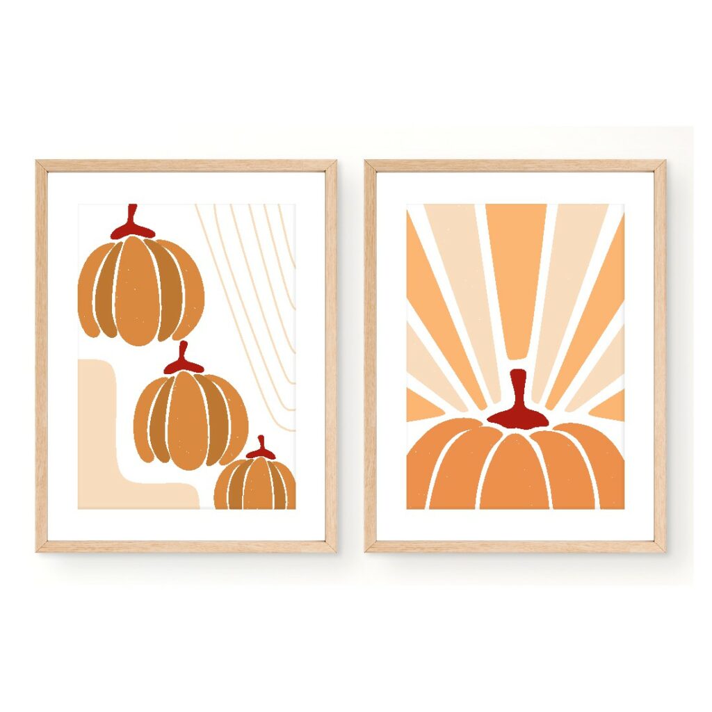 Fall Boho Wall Art, Pumpkin Abstract Art for Wall Decor - MasterBundles