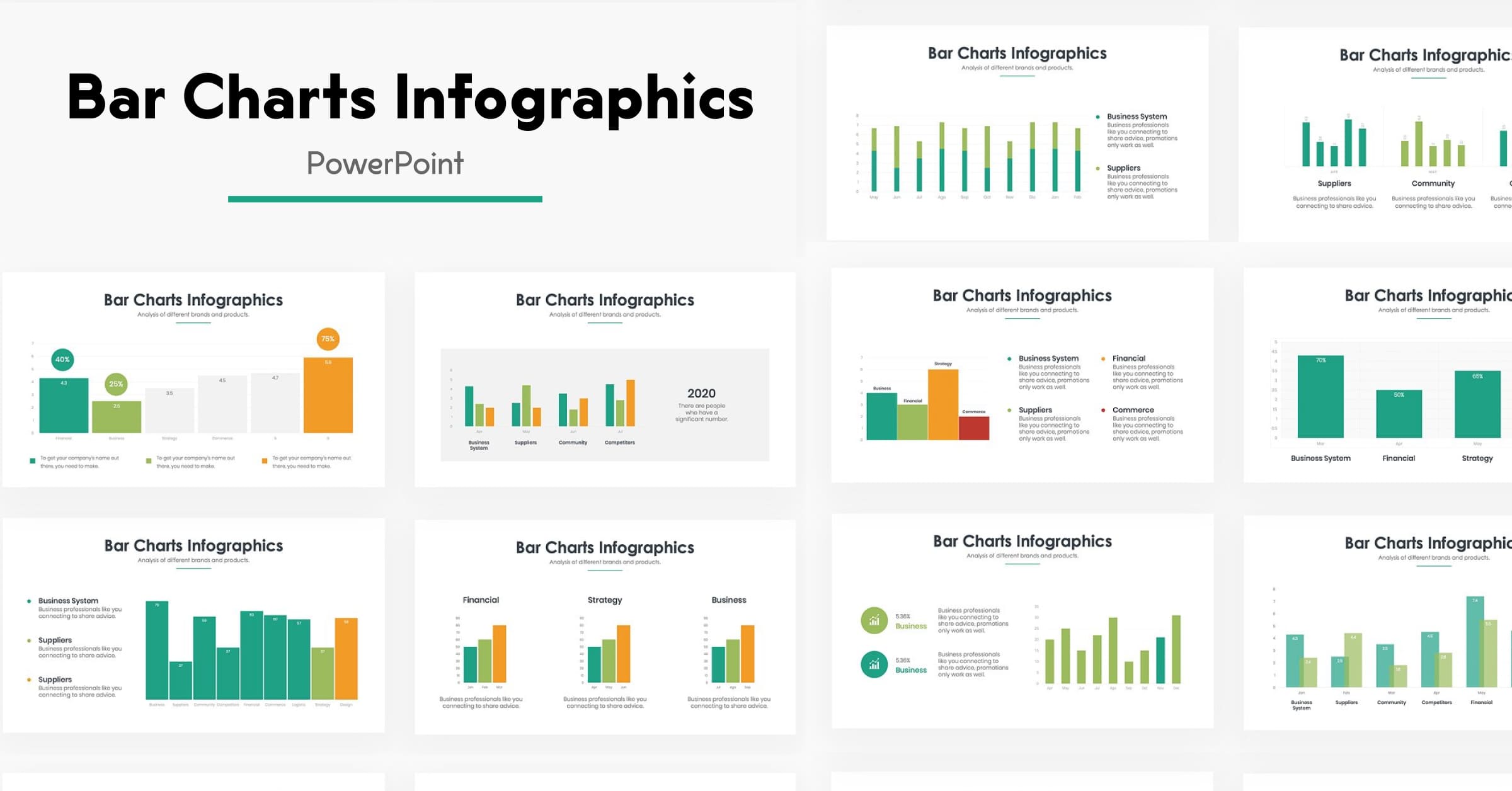 Bar Charts Infographics - PowerPoint – MasterBundles