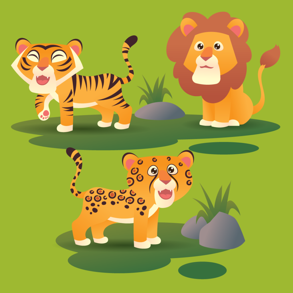 Cute Big Cats Vector Characters - Only $ - MasterBundles
