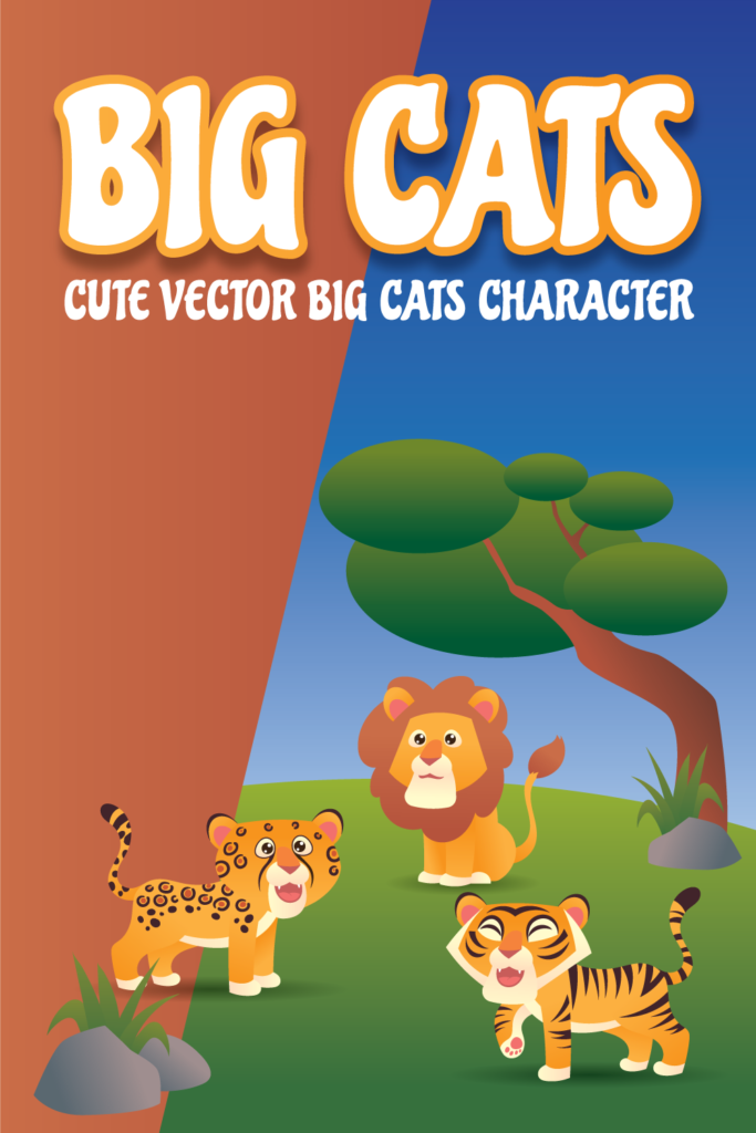 Cute Big Cats Vector Characters - Only $ - MasterBundles