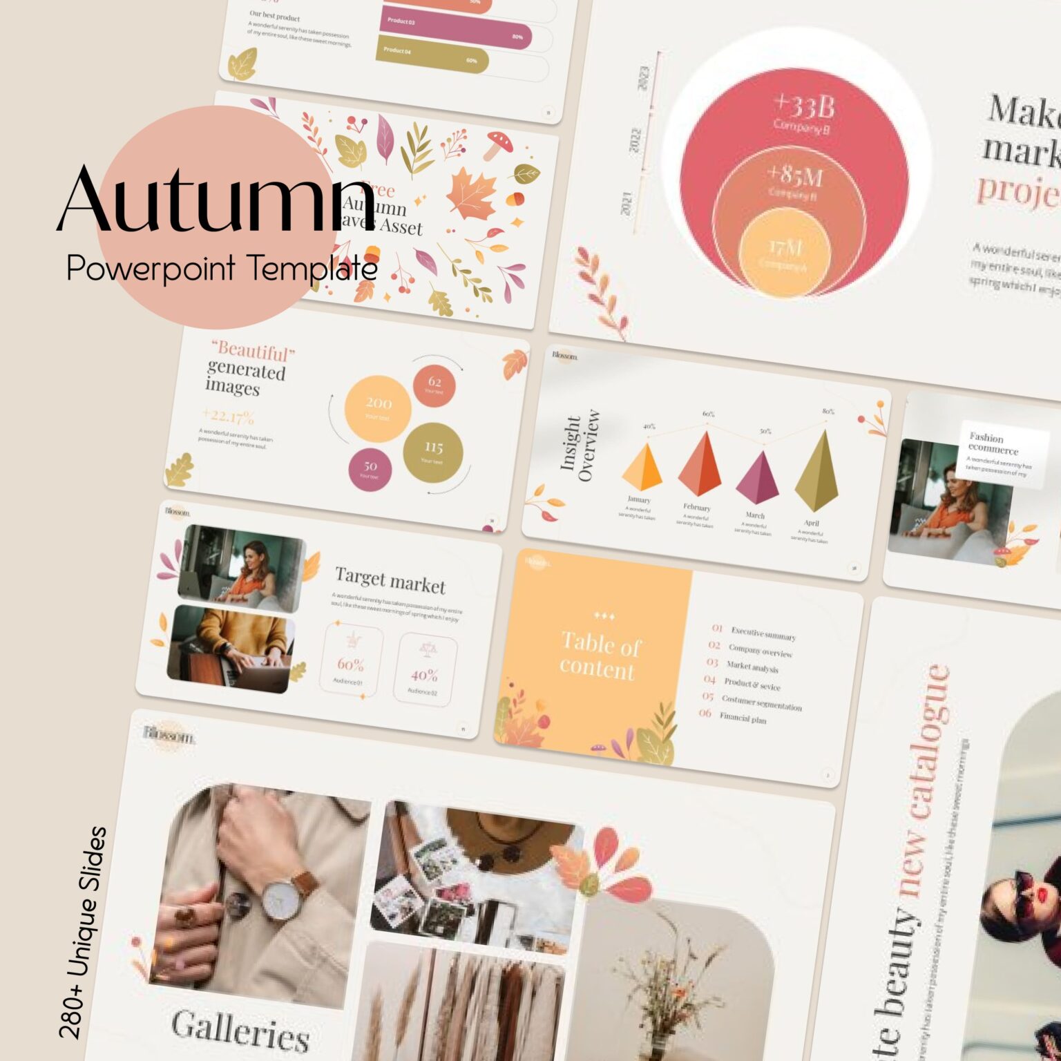 Blossom Autumn Powerpoint Template – MasterBundles