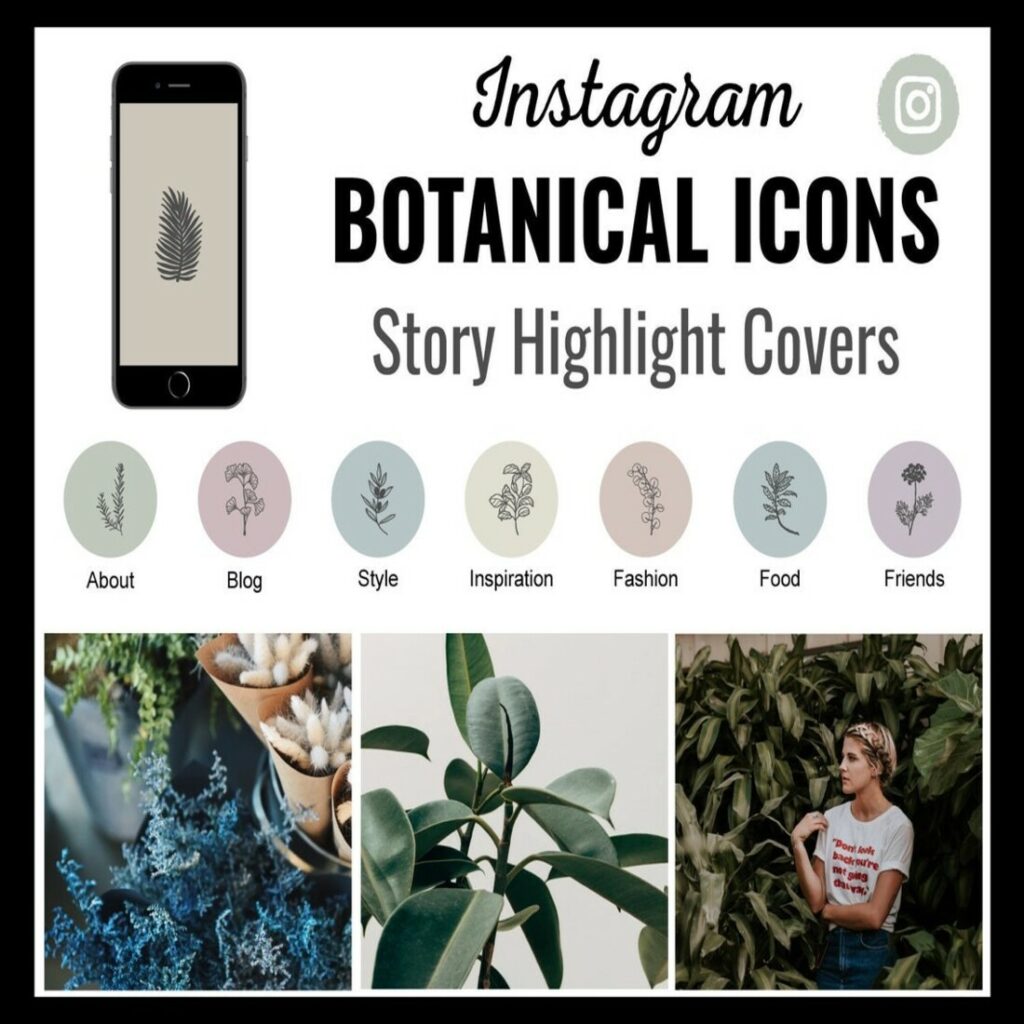 96 Botanical Instagram Story Highlight Cover Icons - MasterBundles