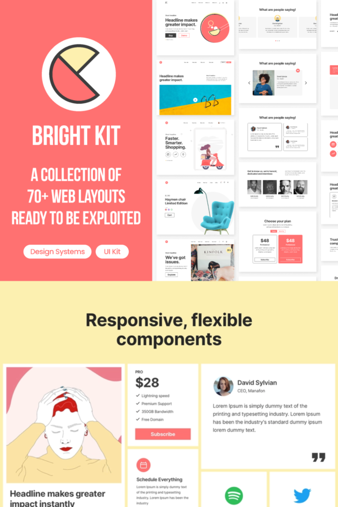 Brightkit Web Layouts, UI kits, Design Systems & Prebuild Wireframes ...