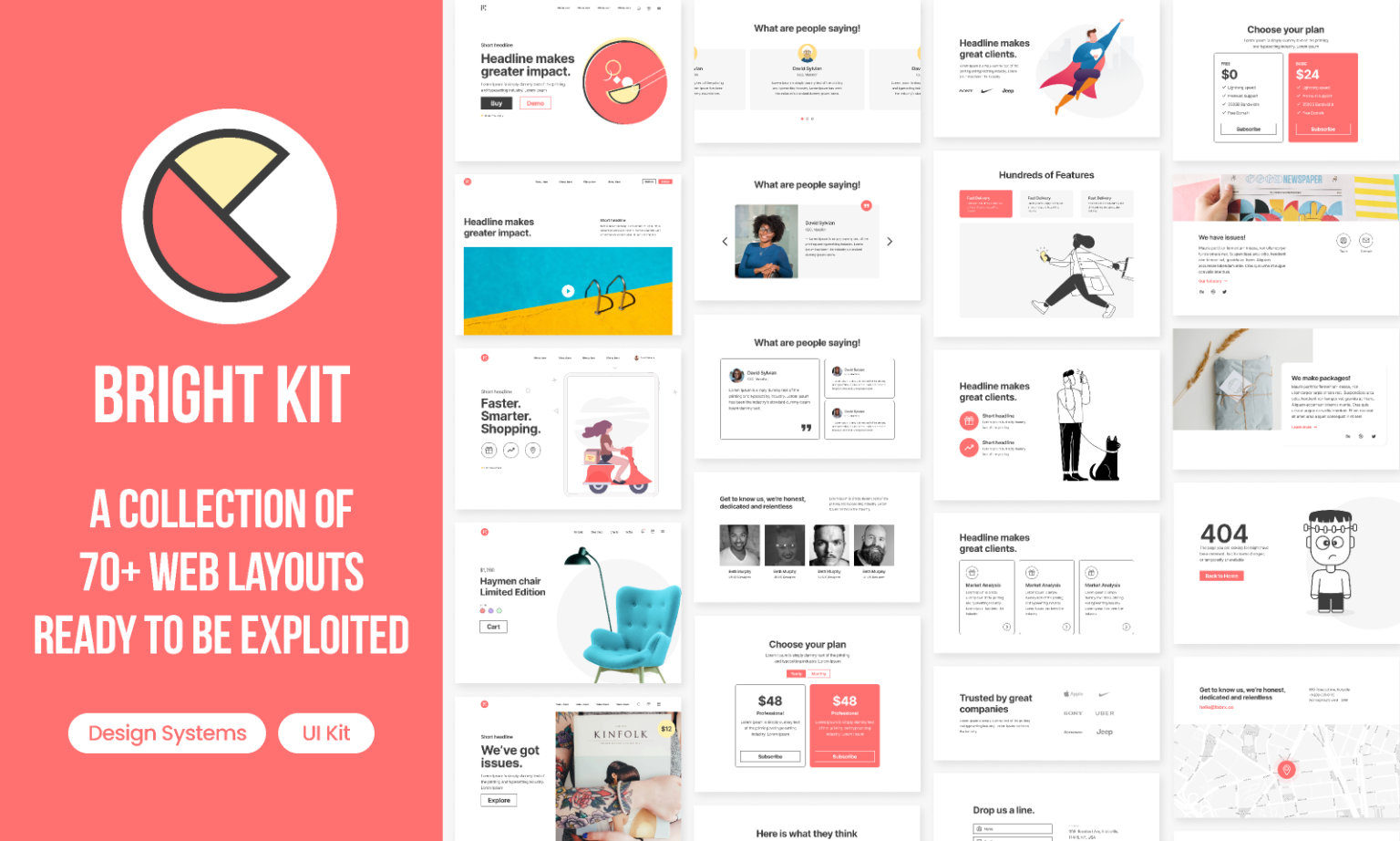 Brightkit Web Layouts, UI kits, Design Systems & Prebuild Wireframes ...