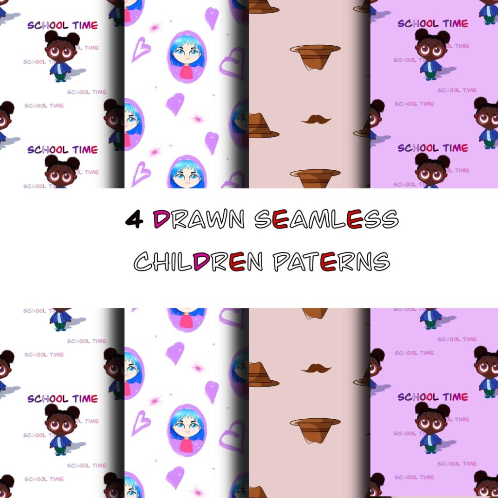 4 seamless children pattern - MasterBundles