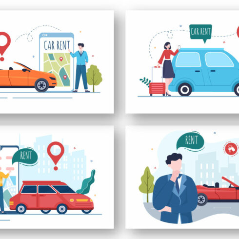 15 Car Rental Illustration | MasterBundles