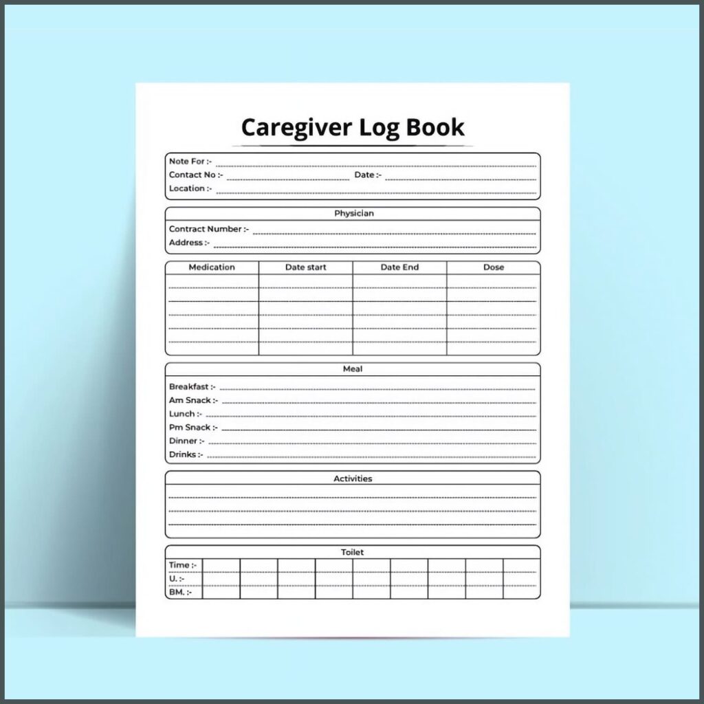 Caregiver Info Tracker KDP Interior – MasterBundles