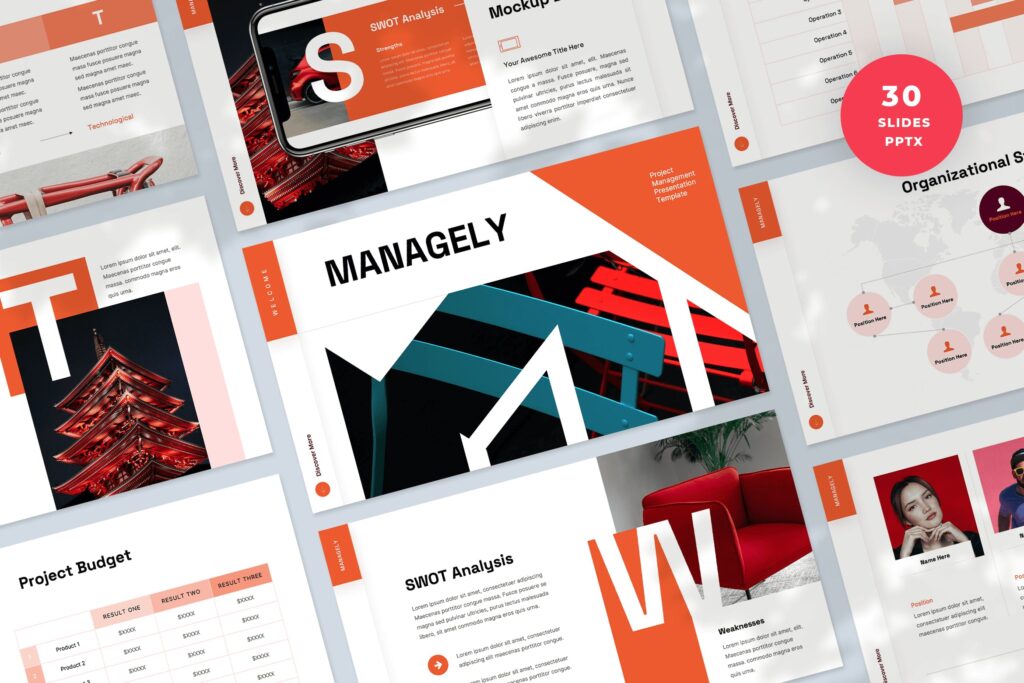 Project Management PowerPoint Template 30 Slides – MasterBundles